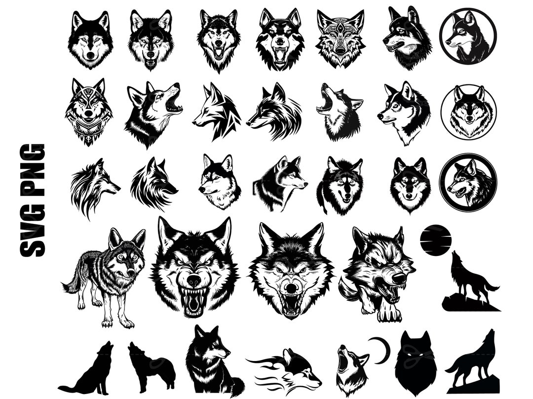 Wolf SVG Bundle Wolf Head Svg Wolf Face Svg Howling Wolf - Etsy
