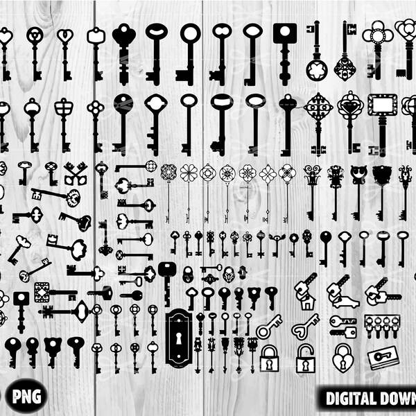 Skeleton Key Clipart - Etsy