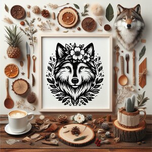 Wolf With Flowers Svg, Floral Wolf SVG Bundle, Wolf Svg, Floral Wolf ...