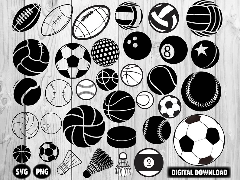 Football Ball SVG Sports Ball Clipart Baseball Ballsports - Etsy