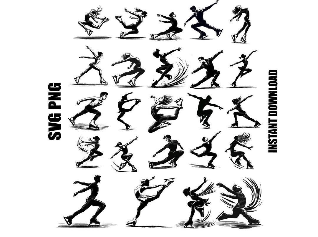 Figure Skater Svg, Winter Skater Svg Bundle, Skating Svg, Snow and Ski ...