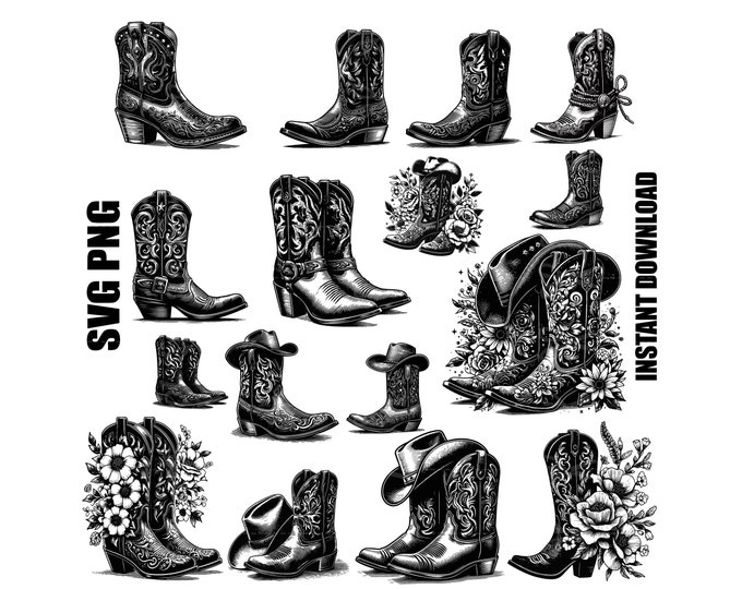 Cowboy Boot SVG - Boot SVG - Working Boot SVG - Digital Download - Boot ...