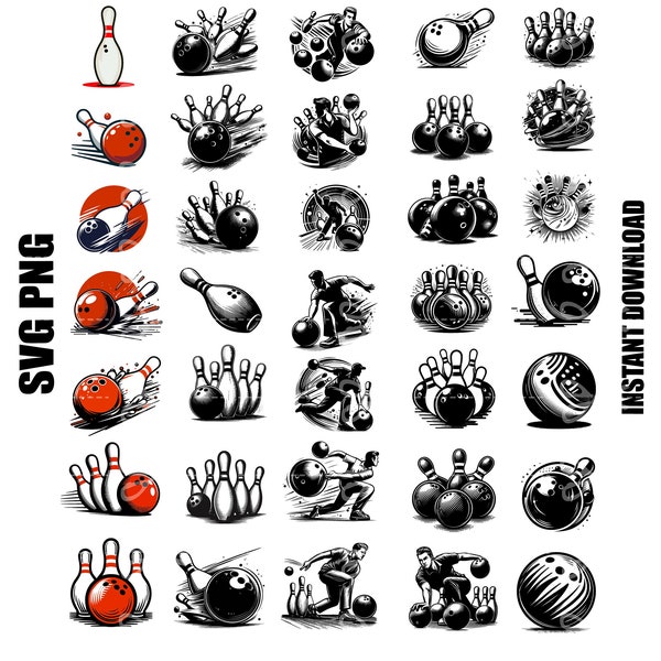 Bowling Svg - Etsy