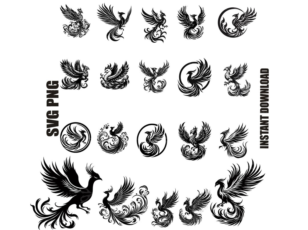 Phoenix Bird Svg, Phoenix Svg, Phoenix Silhouette, Phoenix Clipart ...