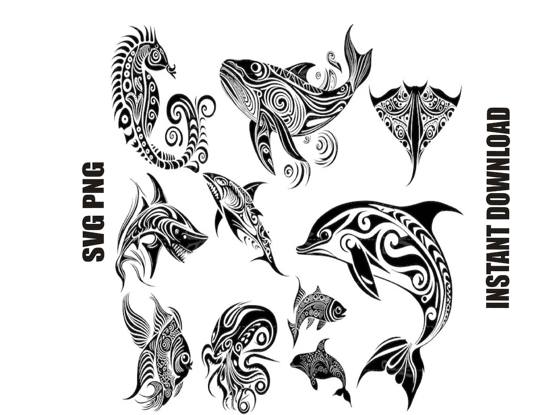 Tribal Sea Fish SVG, Animal Clipart, Marine Animals Svg, Stingray Svg ...