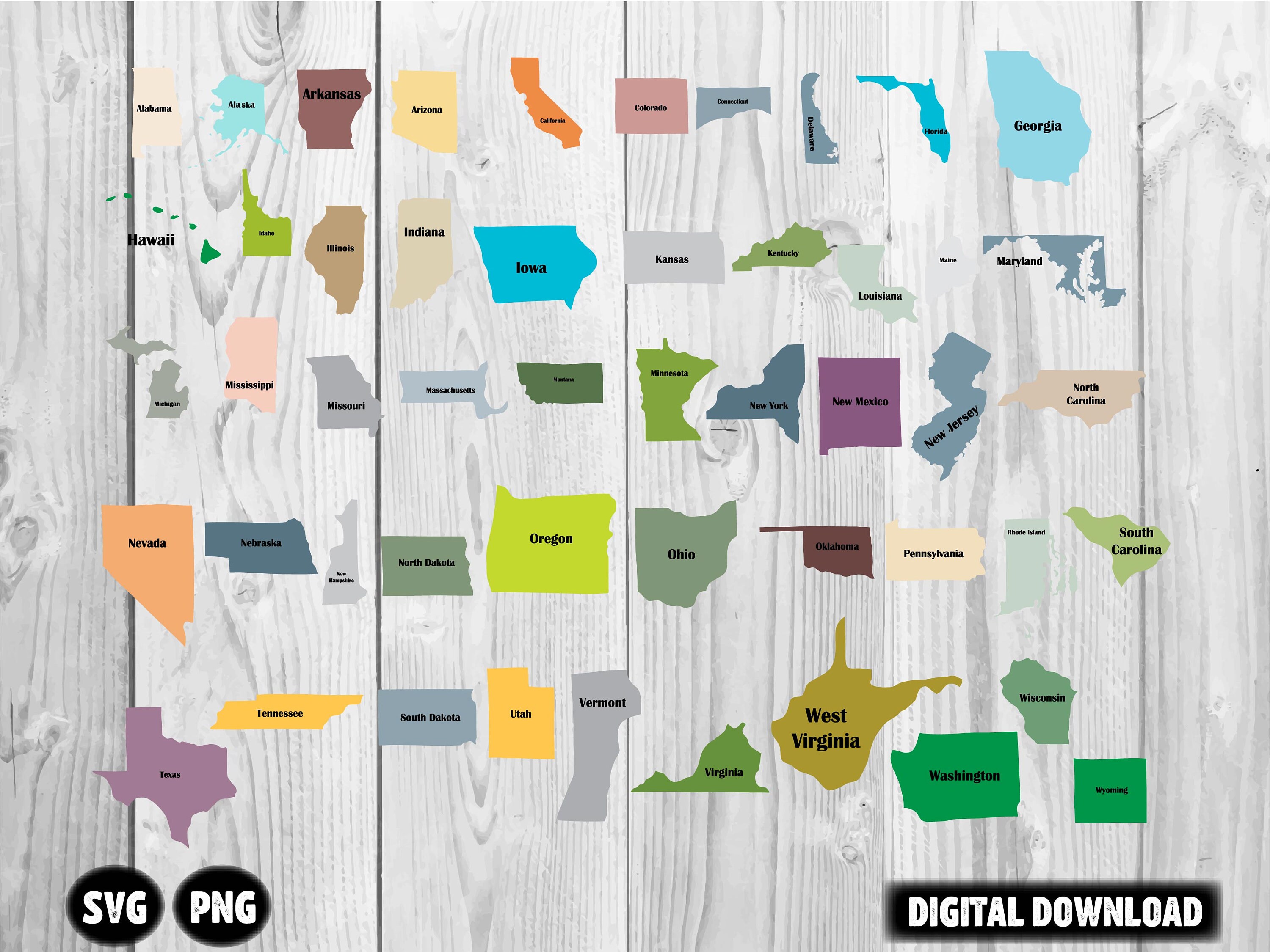 States SVG Bundle Outline United States Map Svg File State - Etsy