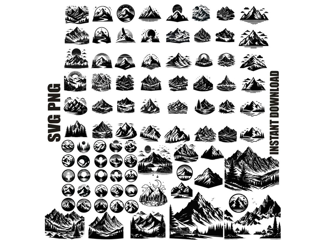 Berg SVG, Berge SVG, Kiefern, Camping SVG, Outdoor, SVG Berg, Abenteuer ...