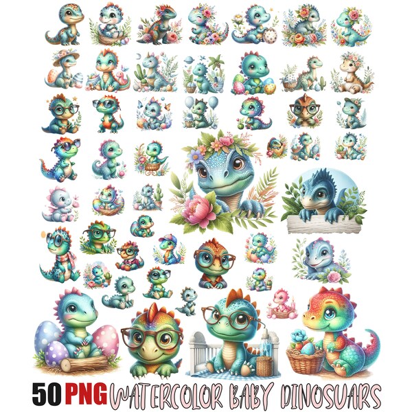 Baby Dinosaur Clipart - Etsy