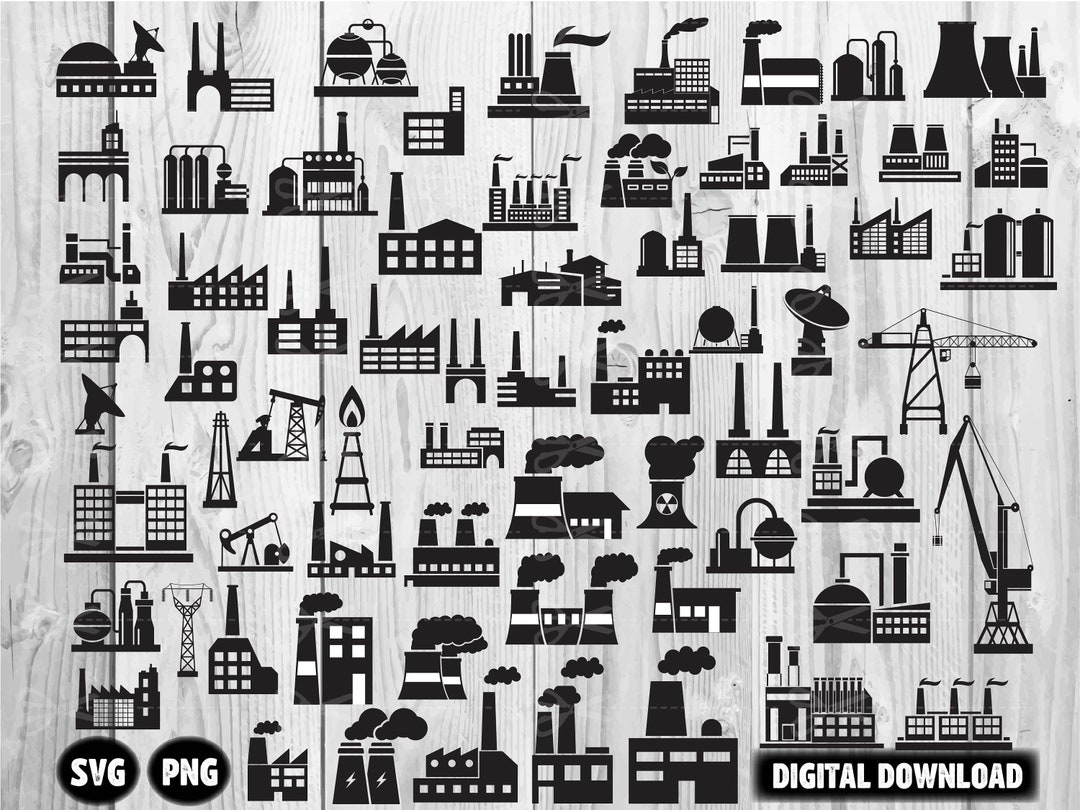 Buy Factory Svg Bundle, Coal Power Plant SVG Cut Files, Industry Smoke ...