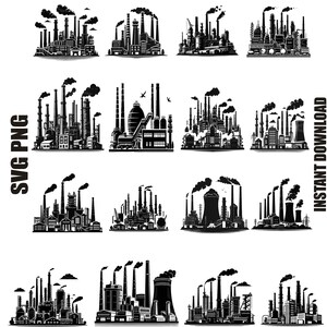 Factory Svg Bundle, Coal Power Plant SVG Cut Files, Industry Smoke ...