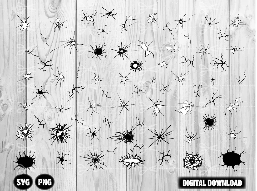 Cracked Glass Svg Broken Svg Cracked Svg Bundle Broken Glass Vector Cracked Silhouette