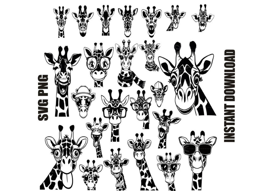 Giraffe Svg, Giraffe Head Svg, Funny Giraffe Face Svg Bundle, Giraffe ...