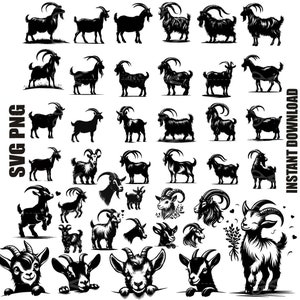 Goat Svg Bundle, Goat Svg, Peeking Goat Svg, Cute Goat, Goat Silhouette ...