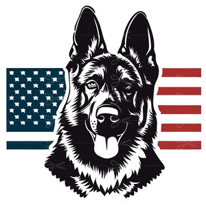 GERMAN SHEPHERD SVG With American Flag, German Shepherd Clipart, German ...