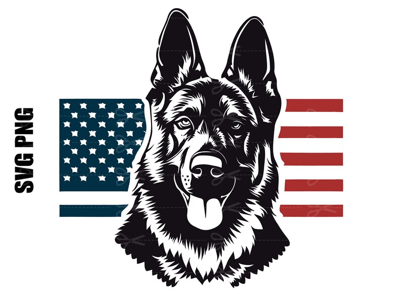 GERMAN SHEPHERD SVG With American Flag German Shepherd - Etsy