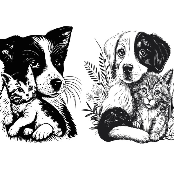 Dog and Cat Svg - Etsy