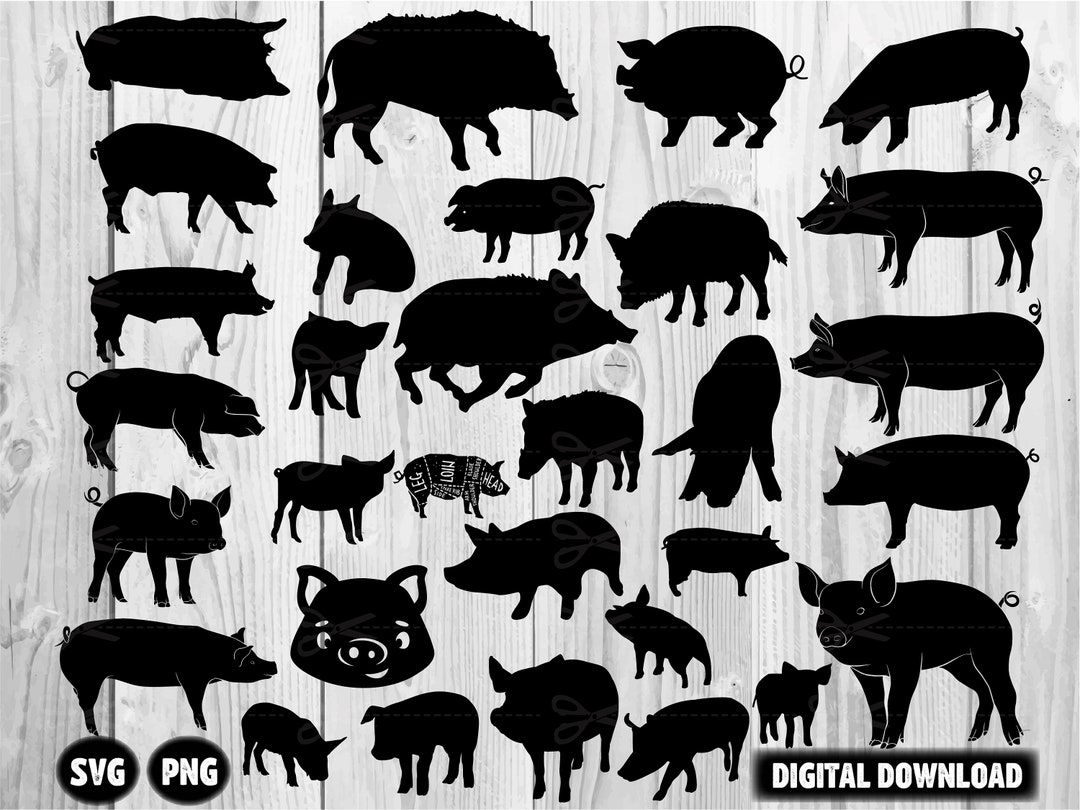 Pig Svg Pig Silhouette Farm Animals Svg Pig Clipart File - Etsy