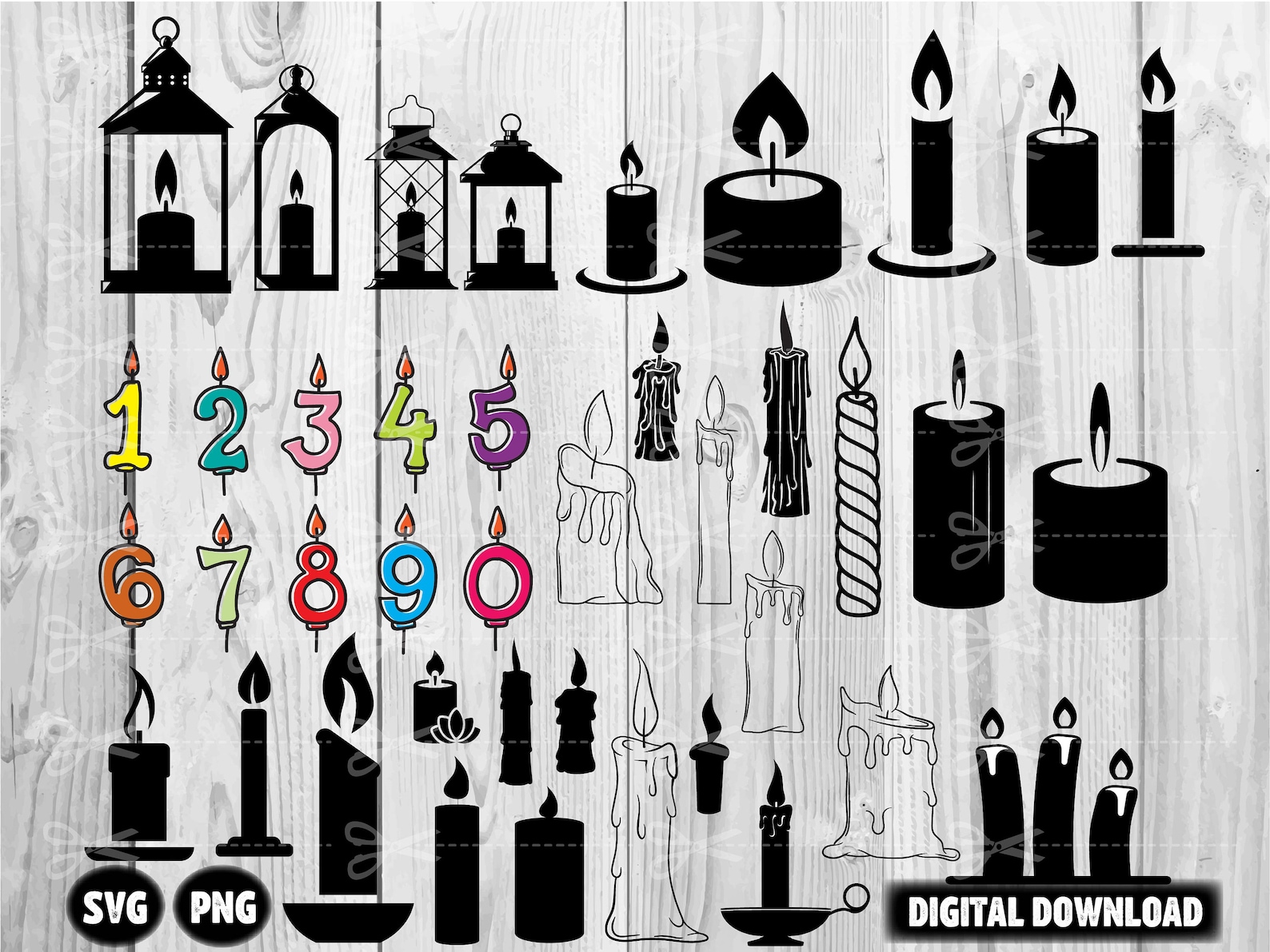 Candle Svg Birthday Candle Svg Cut Files Candle Silhouette - Etsy