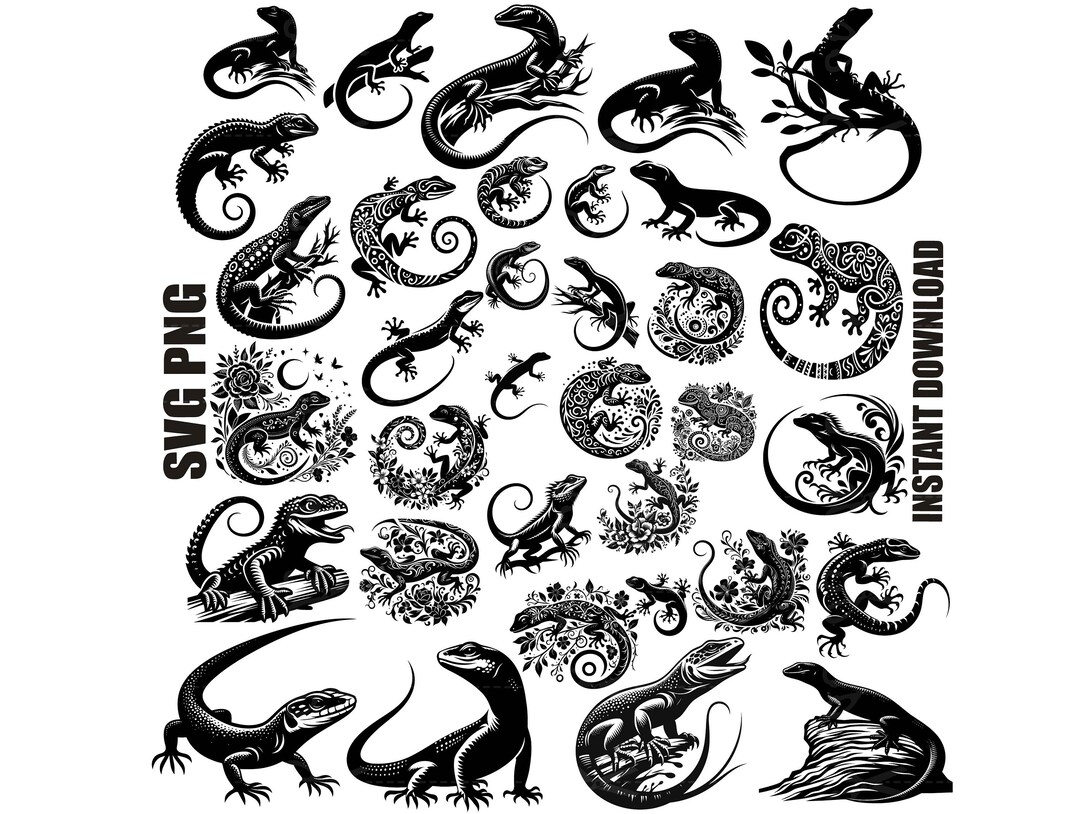 Lizard Svg Bundle, Reptile Svg, Lizard Silhouette, Lizard Clipart ...