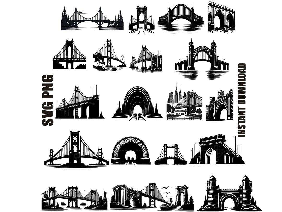 Bridge Svg , Bridge Silhouette , Tunnel Svg, Bridge Cut Files, Bridge ...