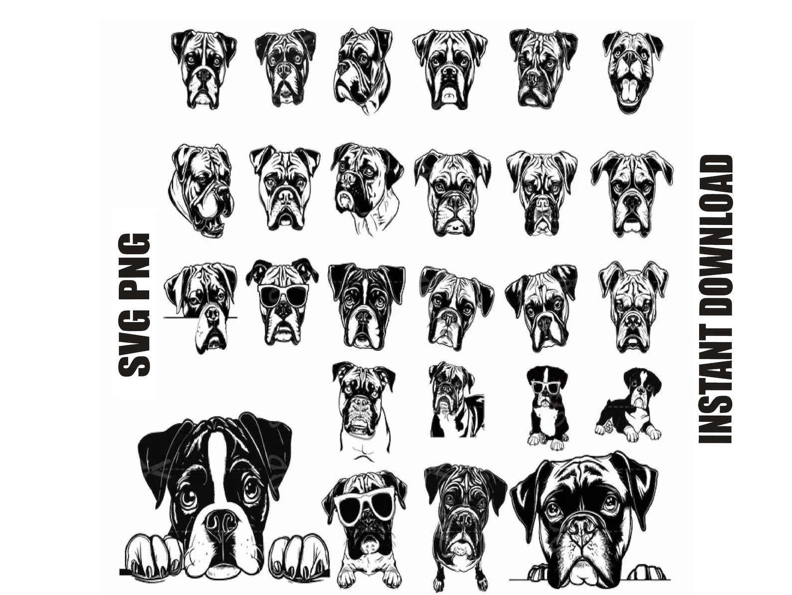 Boxer Dog SVG, Boxer Dog Head Svg, Boxer Dog Peeking Svg, Boxer Dog ...