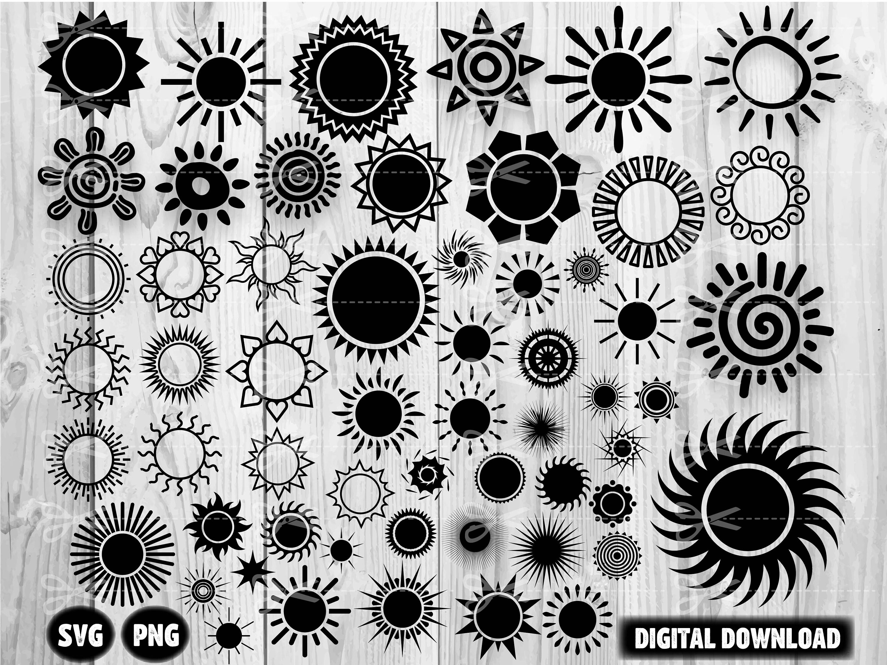 Sun Svg Bundle Suns Svg Sun Silhouette Sunshine Svg Sun - Etsy UK