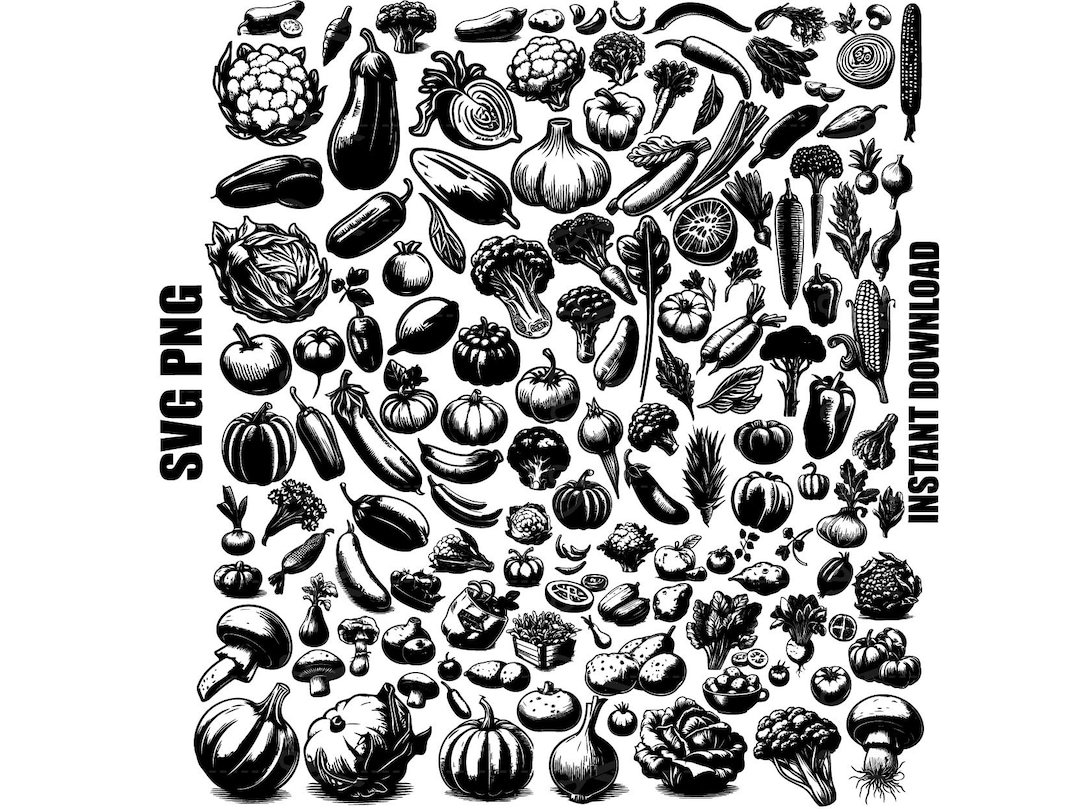 Vegetables SVG Bundle, Vegetables Svg, Vegetables Clipart, Vegetarian ...