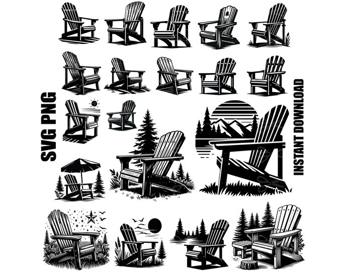 Lake Scene Adirondack Chair SVG, Adirondack Chair SVG Cut Table Design ...