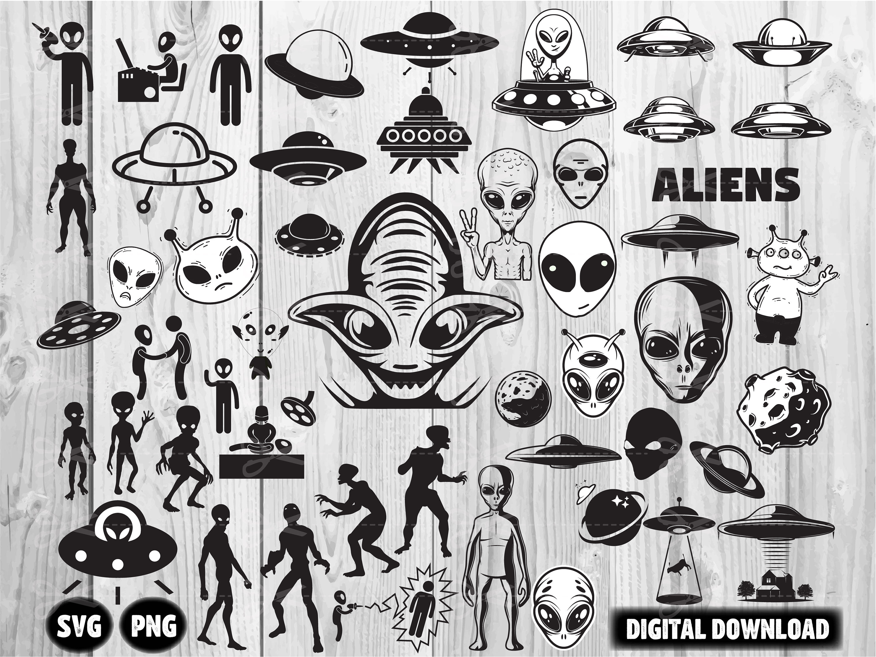 Alien Svg Bundle Ufo Svg Alien Silhouette Space Ship Svg Etsy Singapore