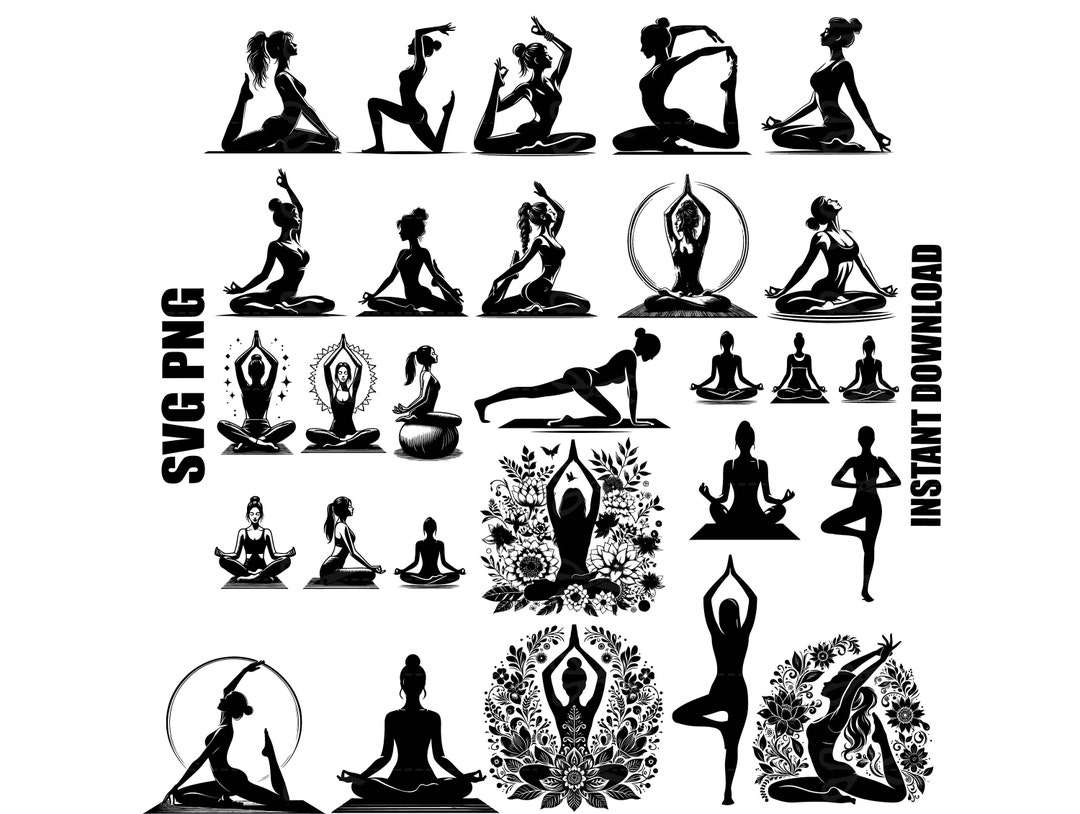 YOGA SVG Bundle, YOGA Svg Cut Files for Cricut, Silhouette, Namaste Svg ...