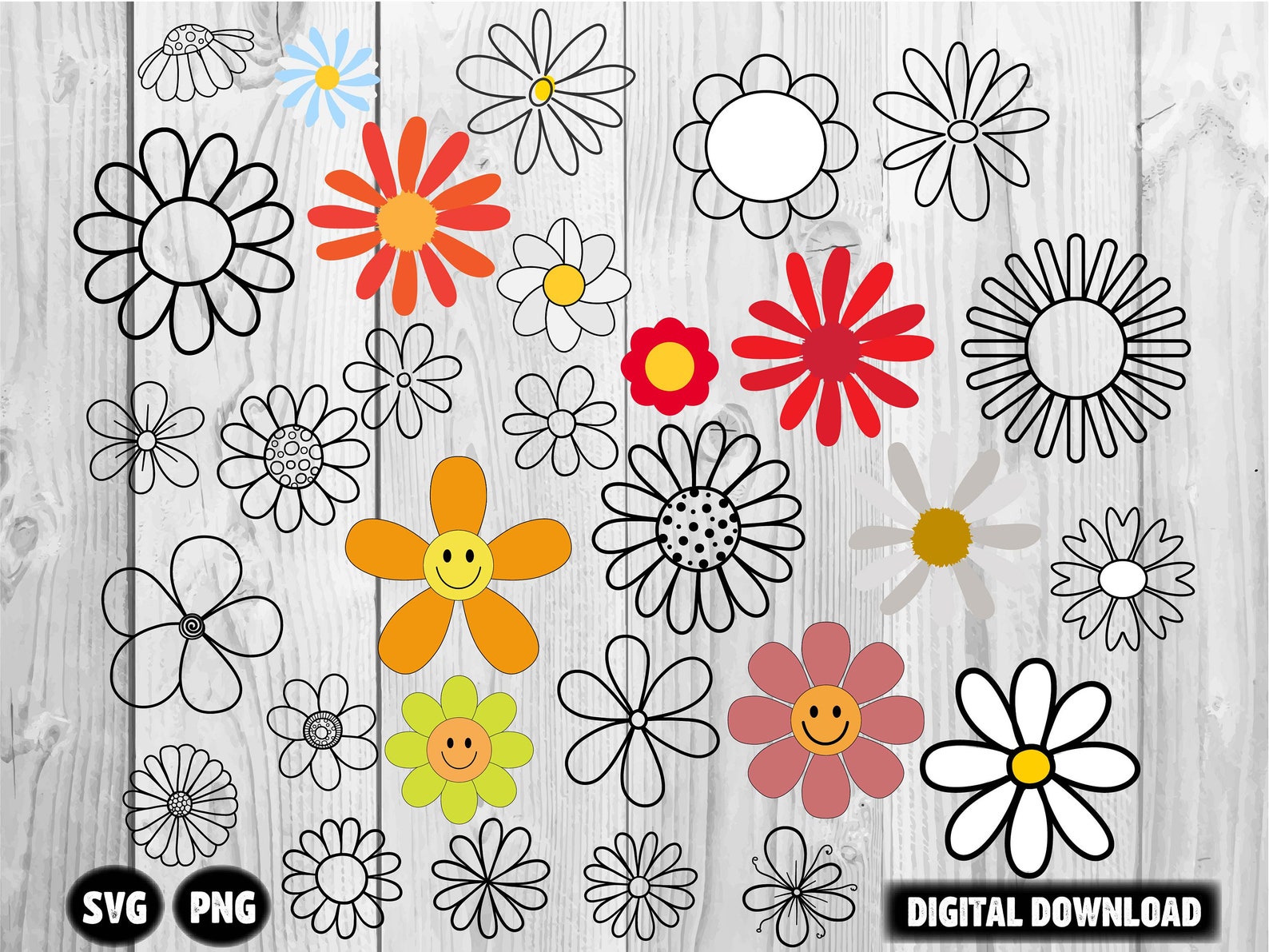 DAISY SVG DAISY Flower Clipart Daisy Svg Cut Files for - Etsy