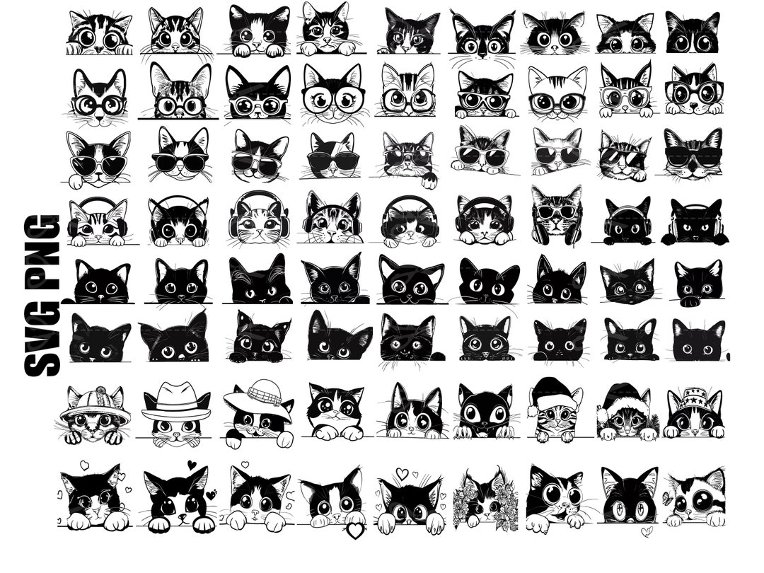 Cat Peeking SVG, Black Cat Svg, Peeking Cat Clipart, Cute Cat Png ...