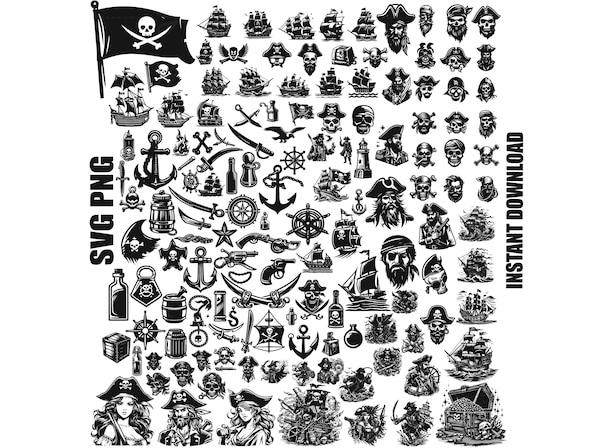 Little Pirates Watercolor Clipart, Pirate Animals Clipart, PNG & JPG ...