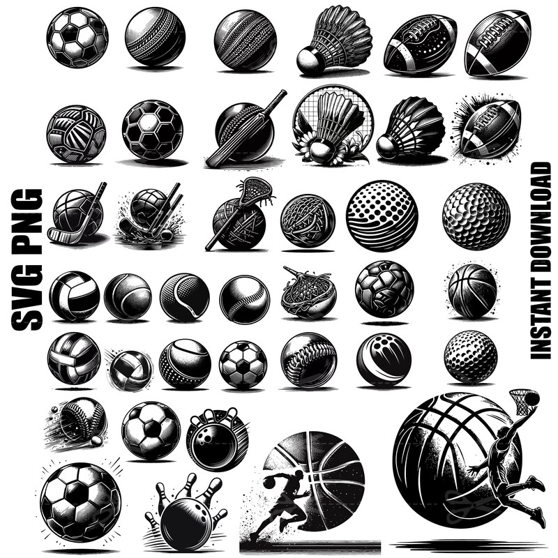 Sports Balls Svg - Etsy