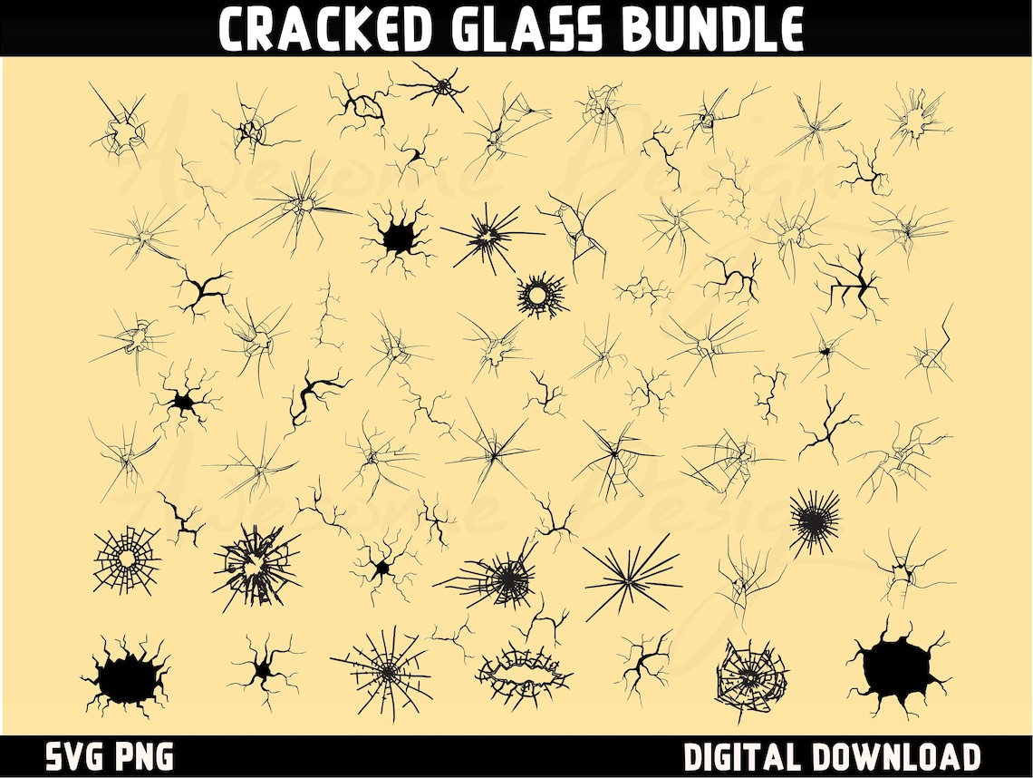 Cracked Glass Svg Broken Svg Cracked Svg Bundle Broken Etsy