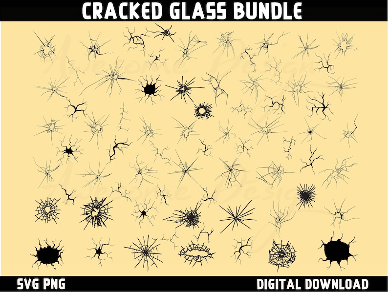 Cracked Glass Svg Broken Svg Cracked Svg Bundle broken - Etsy