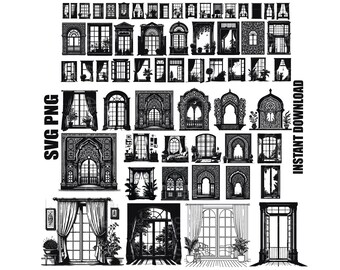 Window SVG Bundle, Window Symbol, Window Curtain Svg, Window Svg Cut ...