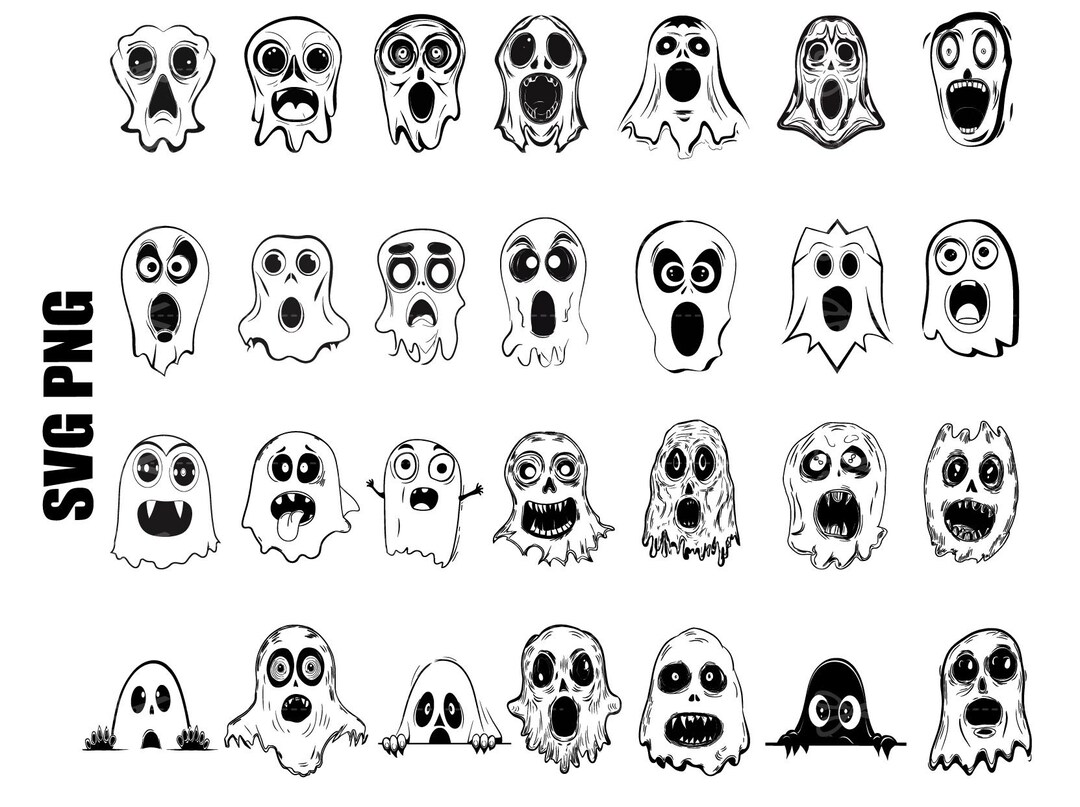 Ghost Face Svg Spectral SVG Bundle Ghost Faces & Haunting - Etsy