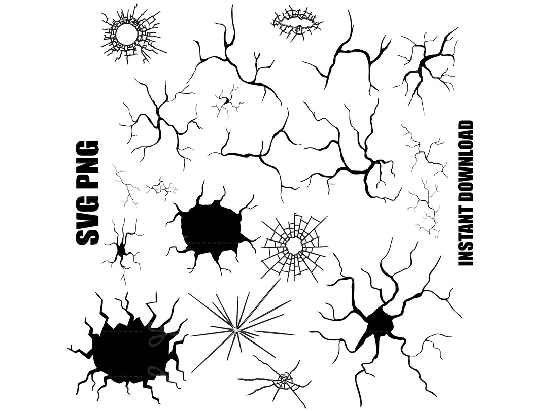 Cracked Glass Svg Broken Svg Cracked Svg Bundle Broken Glass Vector Cracked Silhouette