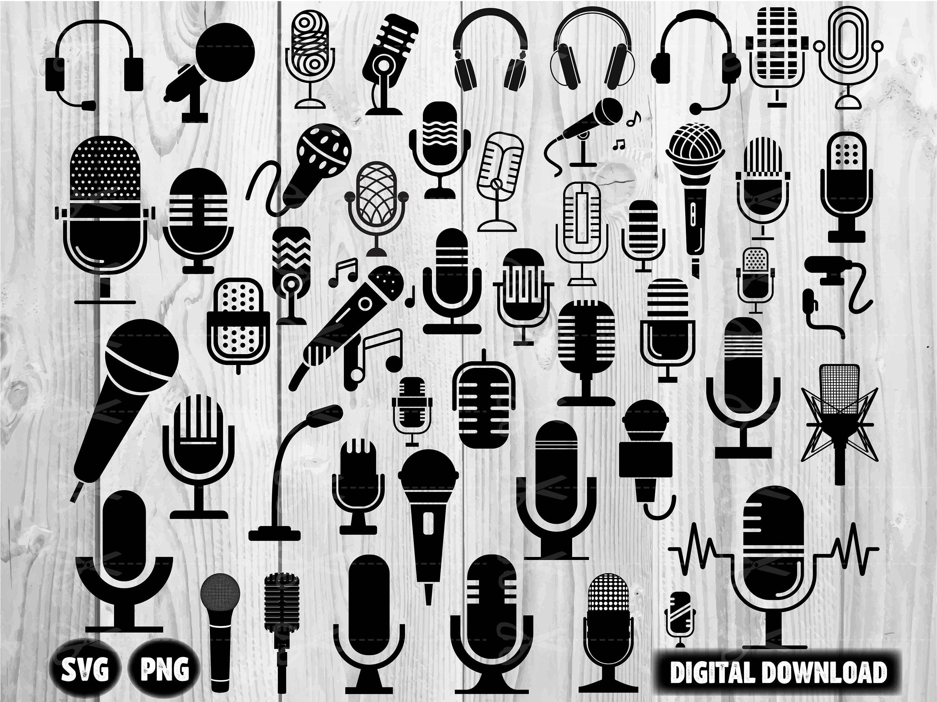 Microphone SVG Bundle Microphone Clipart Microphone - Etsy UK