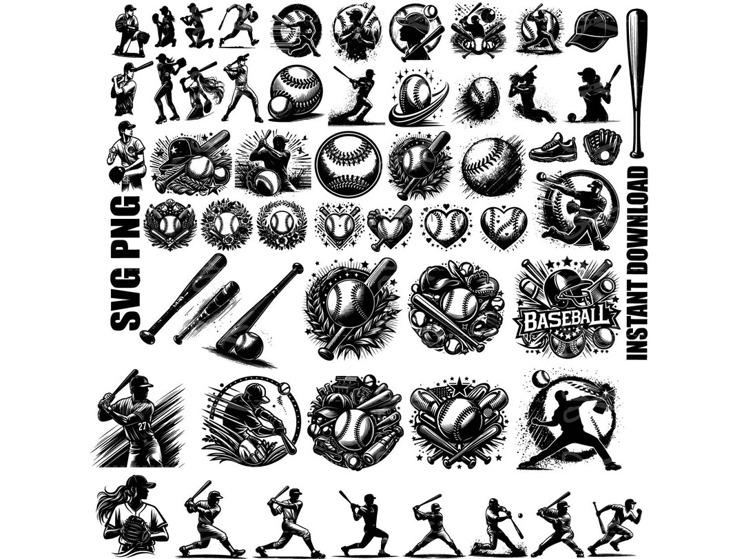 Baseball Player Svg, Baseball Clipart Bundle, Distress Baseball Svg ...