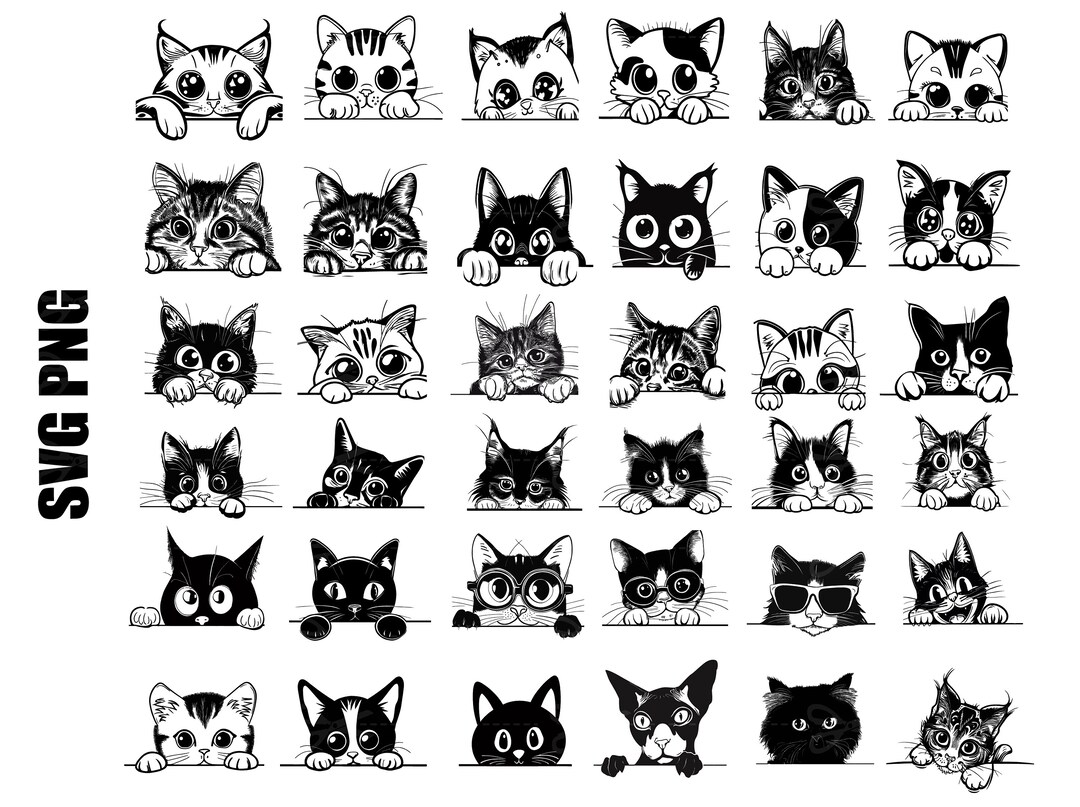 Cat Peeking SVG, Black Cat Svg, Peeking Cat Clipart, Cute Cat Png ...