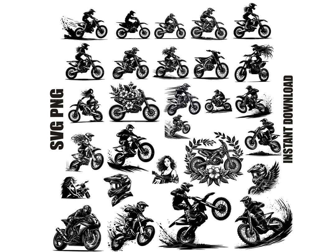 Motor Cross SVG File, Dirt Bike Svg,motor Cross Clipart, Floral ...