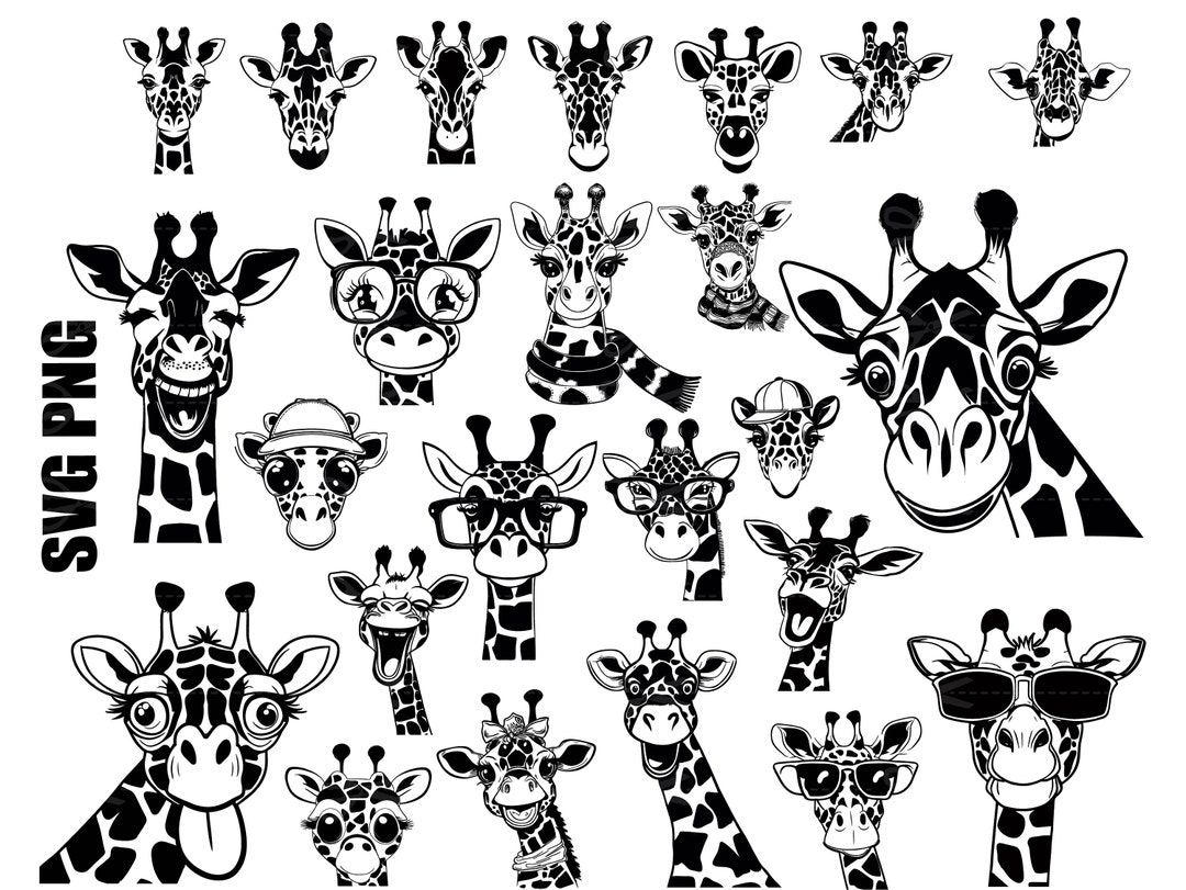 Giraffe Svg, Giraffe Head Svg, Funny Giraffe Face Svg Bundle, Giraffe ...