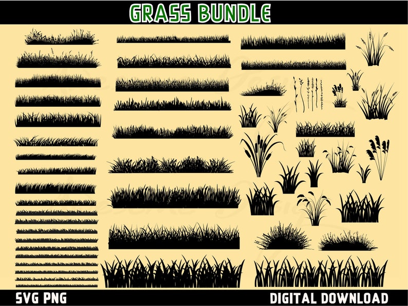 Wild Grass Svg Grass Clipart Grass Road Svg Grass Border - Etsy