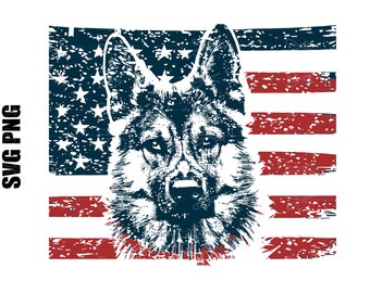 GERMAN SHEPHERD SVG With American Flag, German Shepherd Clipart, German ...