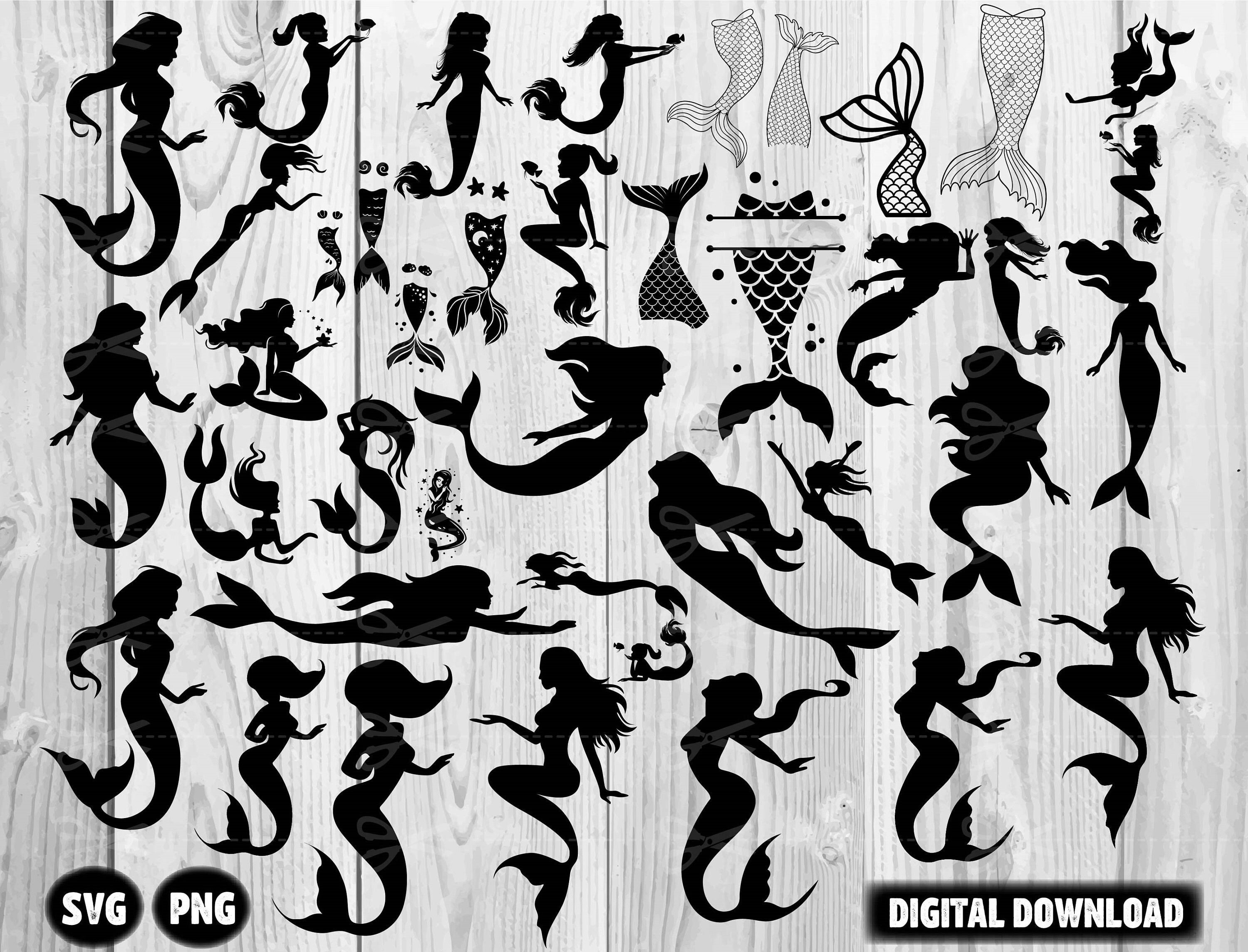 Mermaid Svg Mermaid Tail Svgmermaid Silhouette mermaids - Etsy