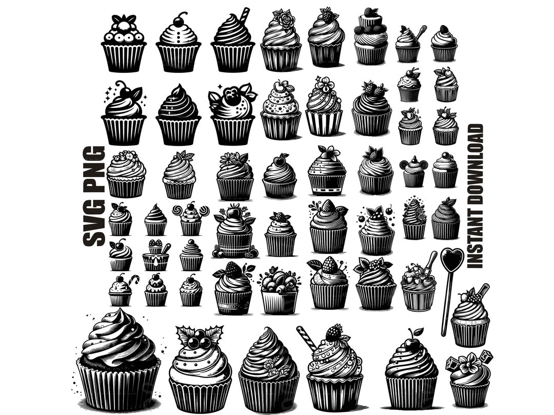 Cupcake Svg, Cupcake Svg Bundle, Cupcake Clipart, Birthday Cupckae Svg ...