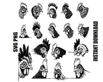 CHICKEN HEAD SVG, Chicken Clipart, Chicken Head Svg File for Cricut ...