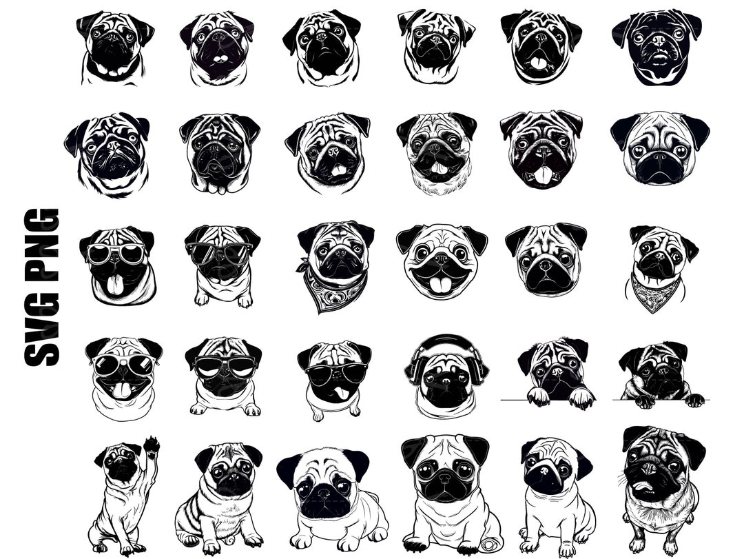 Pug SVG Pug Png Pug Dog Svg Pug Mom Svg Pug Dog Head Svg - Etsy